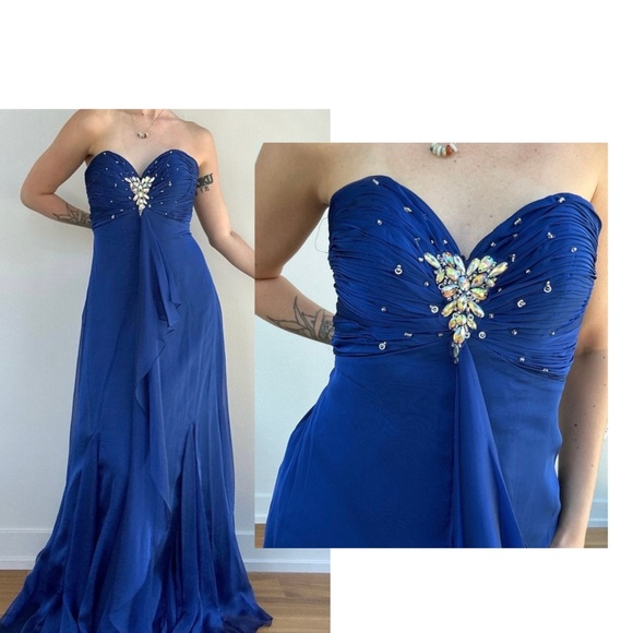 Studio 17 | Dresses | Nwt Blue Strapless Evening Gown Prom Dress | Poshmark